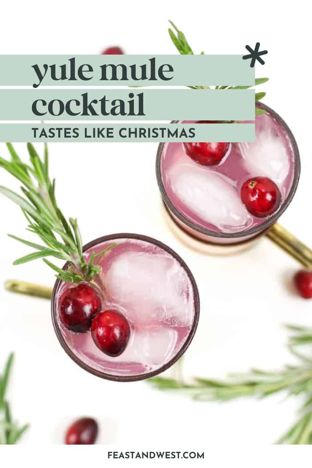 Yule Mule (Christmas Moscow Mule) Holiday Cocktail | Feast + West
