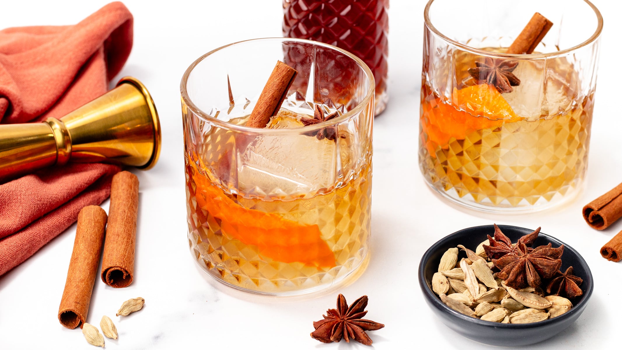 Chai Old-Fashioned Cocktail with Homemade Chai Syrup