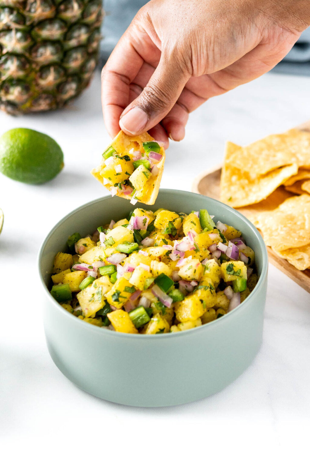 Easy Cilantro Pineapple Salsa (Mild or Spicy!) | Feast + West