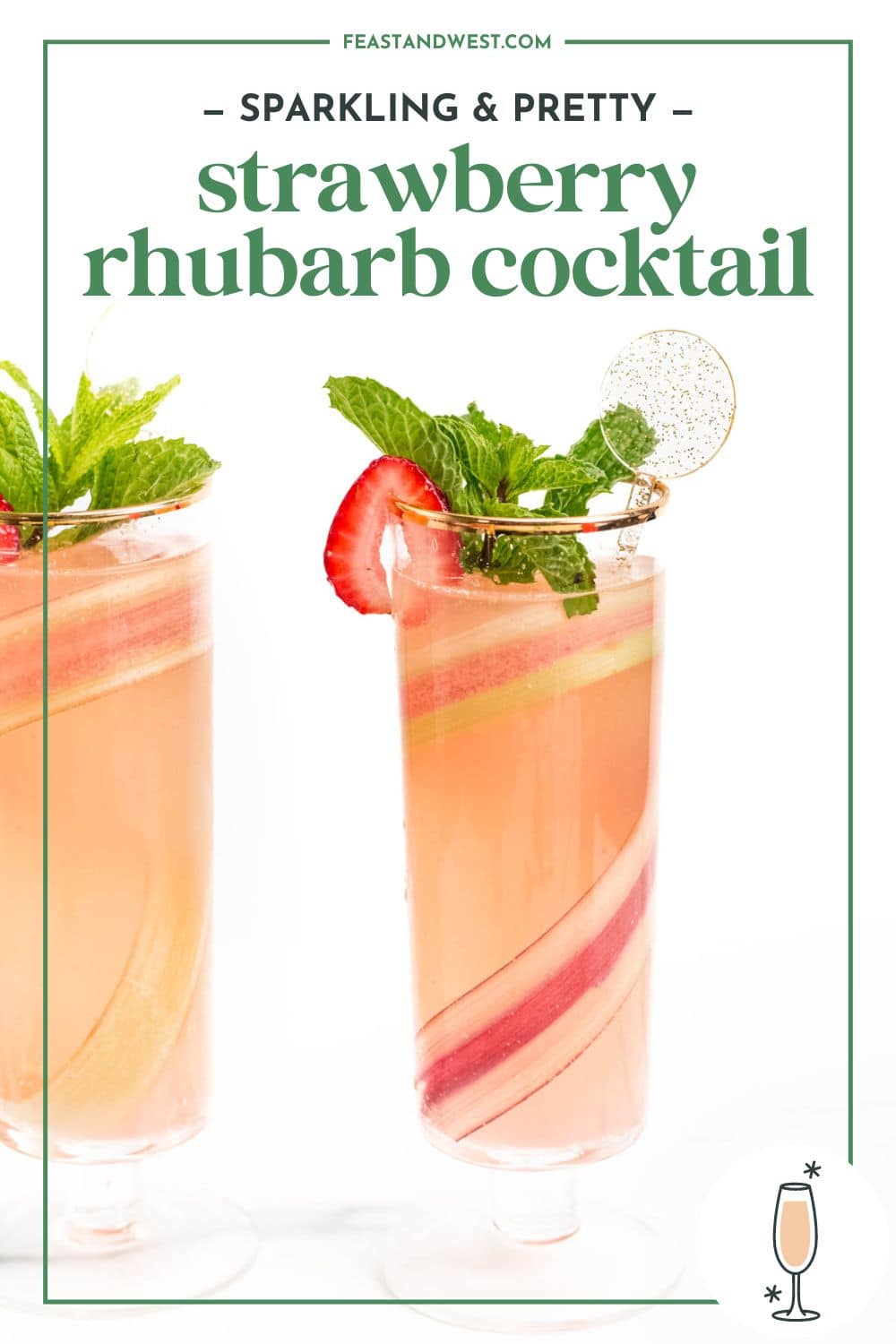 Sparkling Strawberry Rhubarb Cocktail | Feast + West