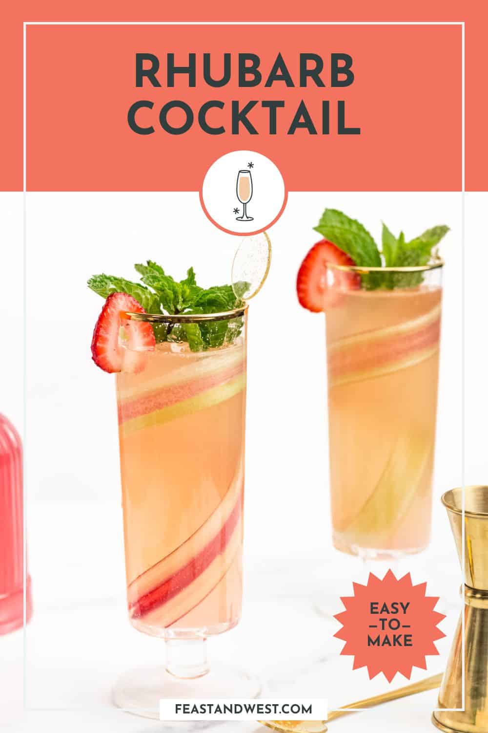 Sparkling Strawberry Rhubarb Cocktail | Feast + West