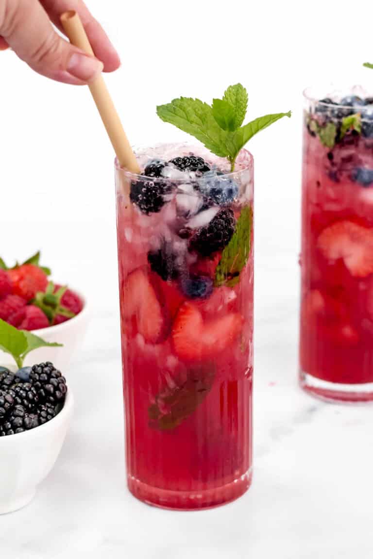 Red, White & Blue Mojito Cocktail Recipe (Mixed Berry Mojito) | Feast ...