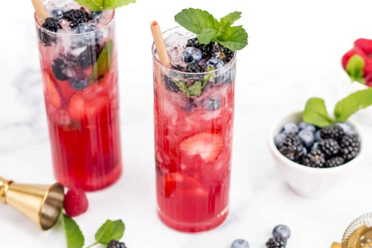 Red, White & Blue Mojito Cocktail Recipe (Mixed Berry Mojito) | Feast ...