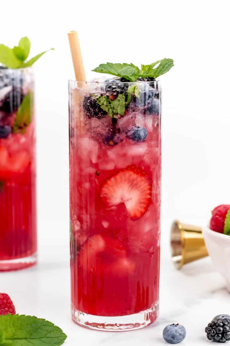 Red, White & Blue Mojito Cocktail Recipe (Mixed Berry Mojito) | Feast ...