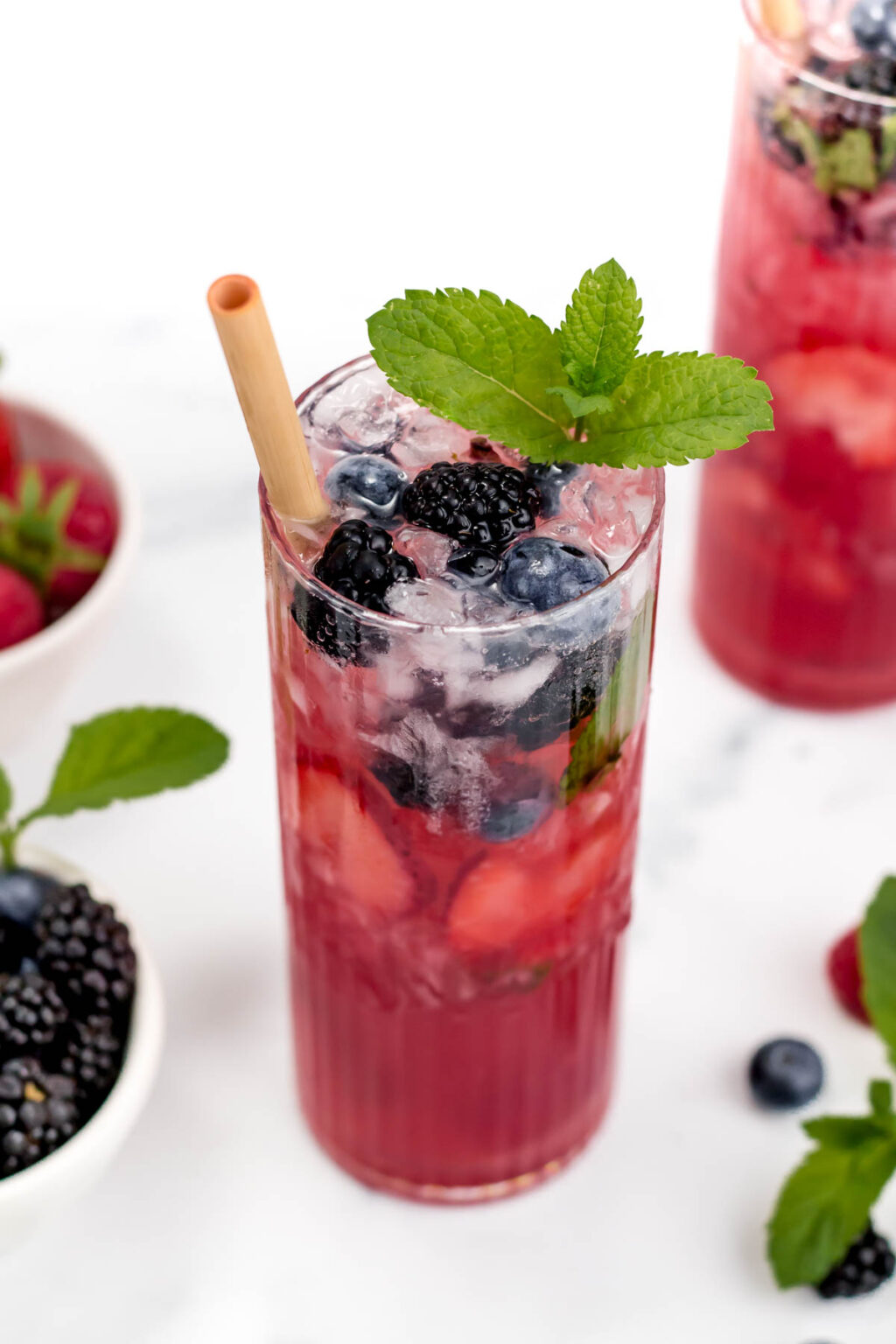 Red, White & Blue Mojito Cocktail Recipe (Mixed Berry Mojito) | Feast ...