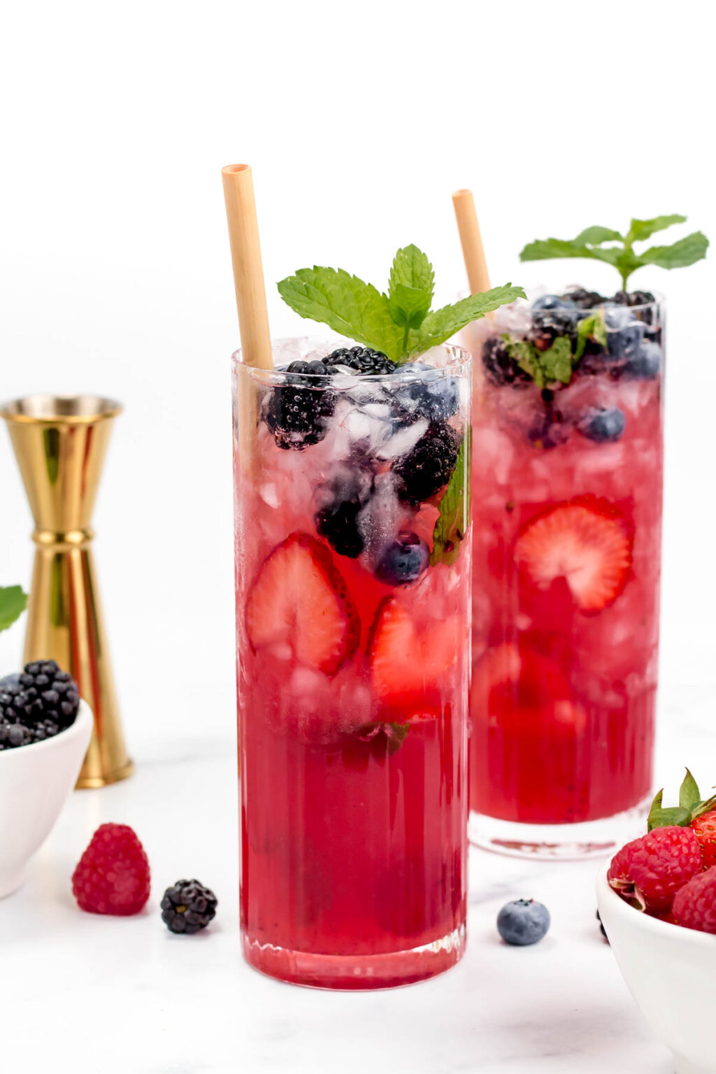 Red, White & Blue Mojito Cocktail Recipe (Mixed Berry Mojito) | Feast ...