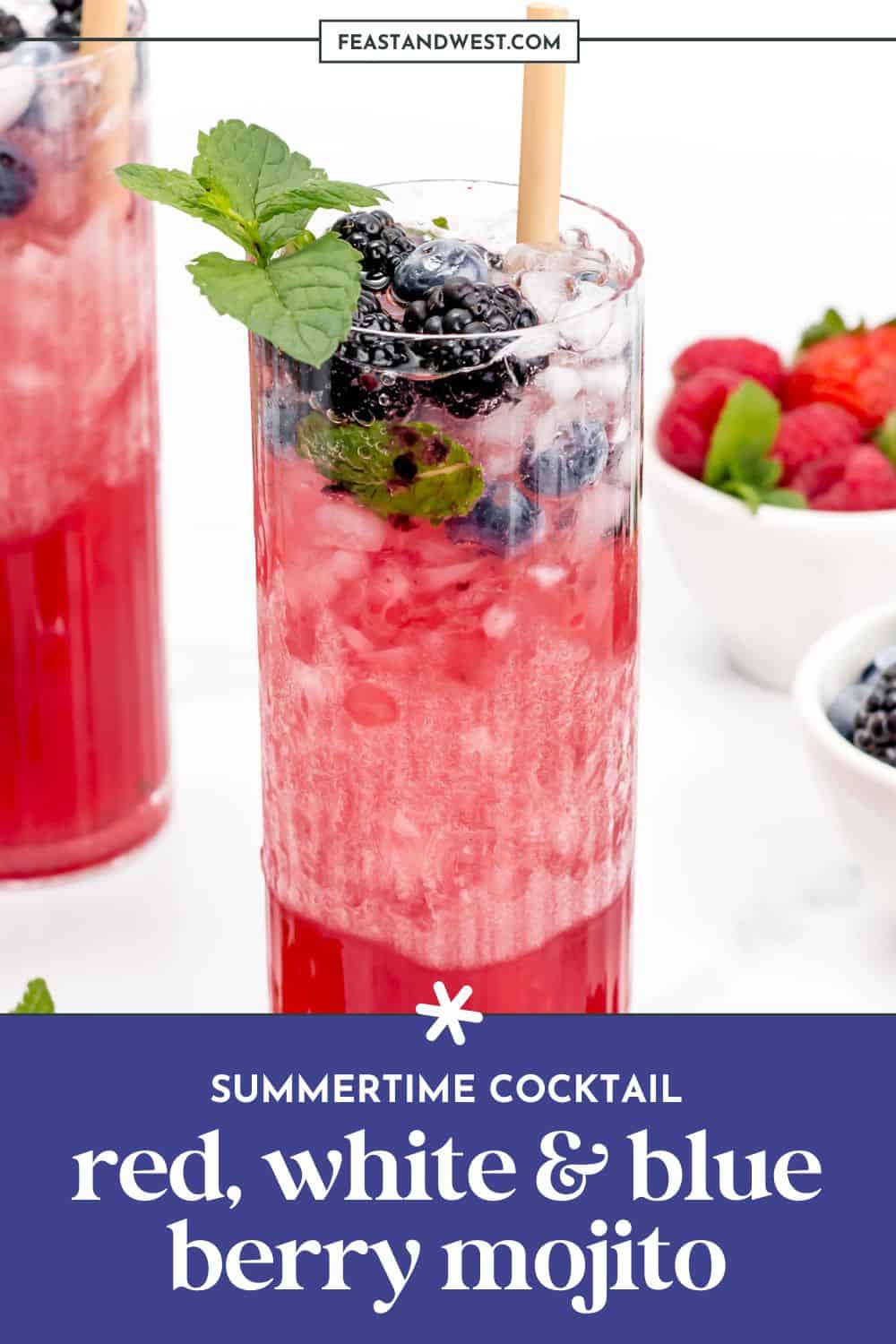 Red, White & Blue Mojito Cocktail Recipe (Mixed Berry Mojito) | Feast ...