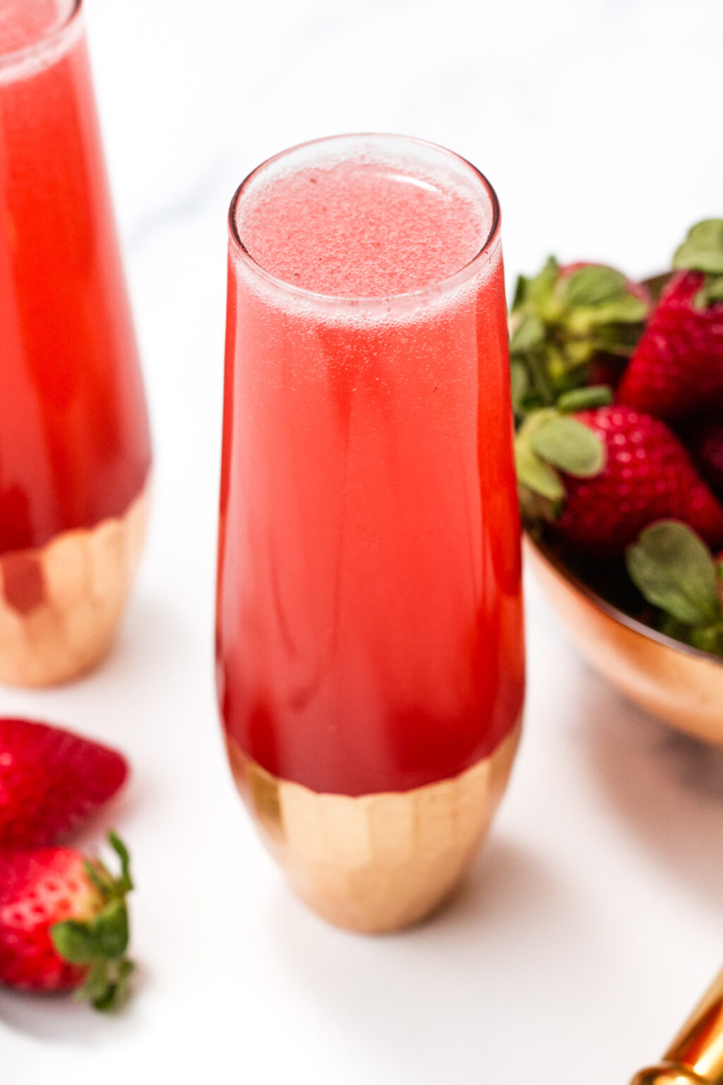 Strawberry Mimosas Cocktail Recipe | Feast + West