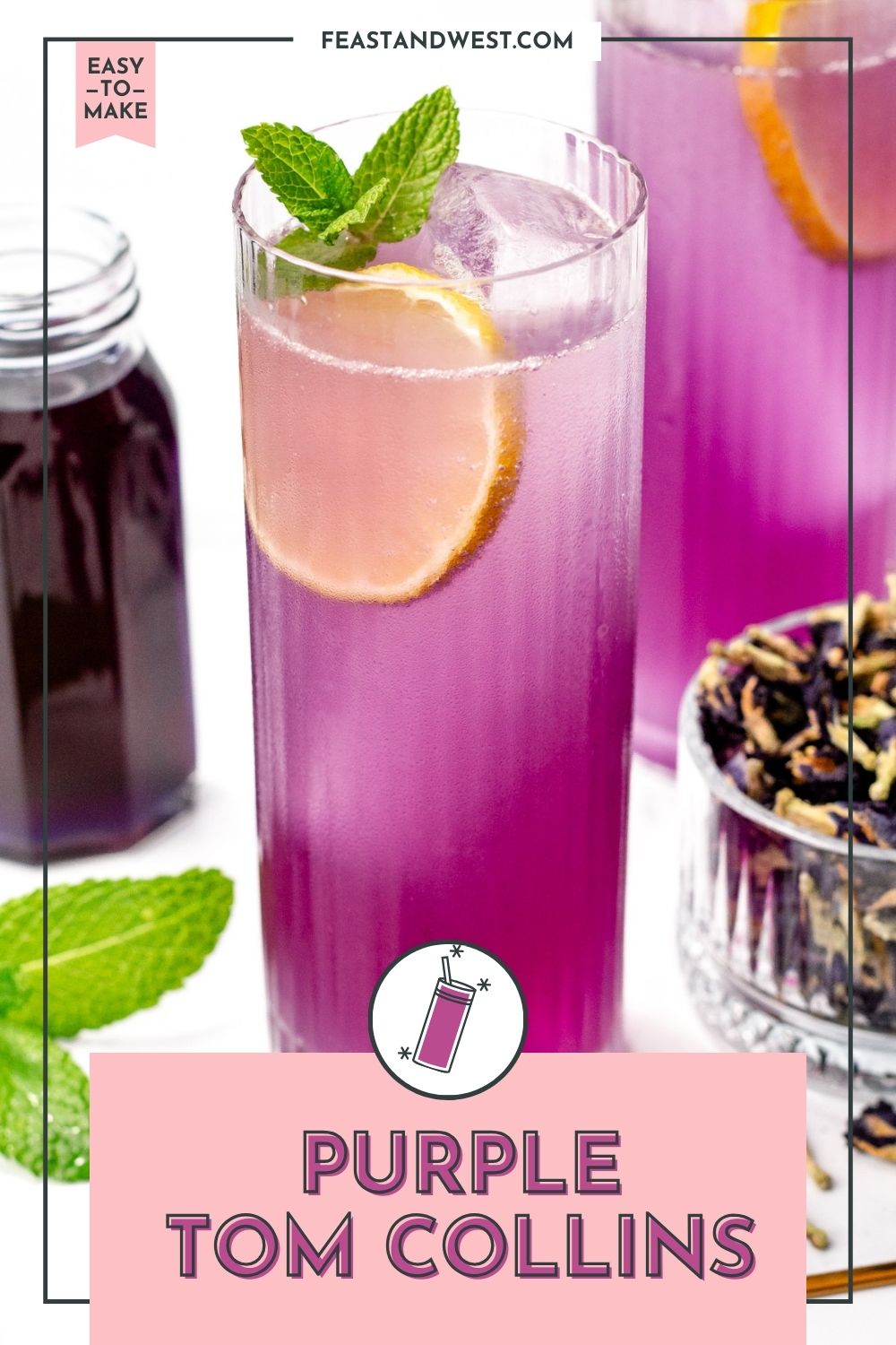 Butterfly Pea Flower Cocktail (Purple Tom Collins)