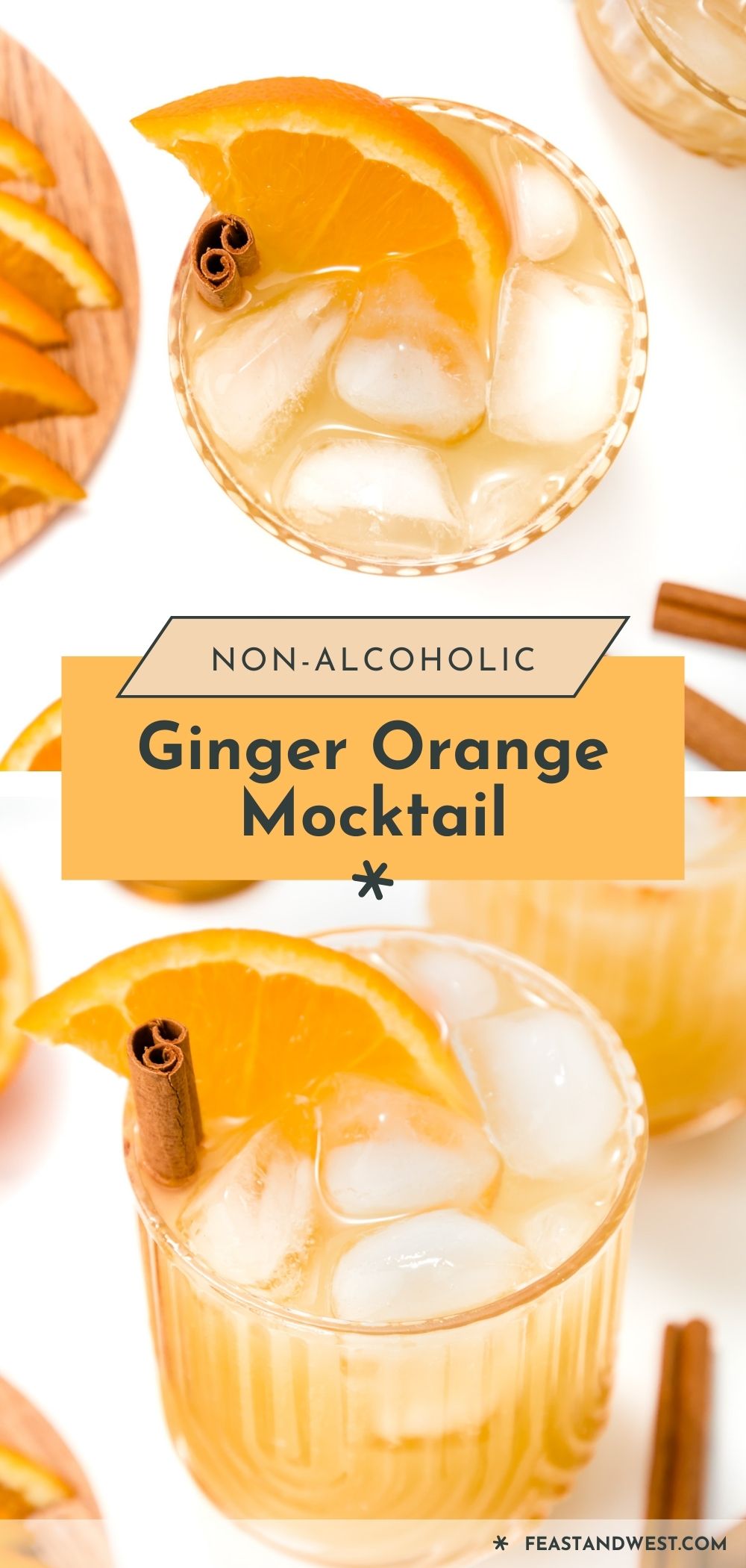 Spiced Ginger Orange Mocktail with Cinnamon Vanilla Syrup